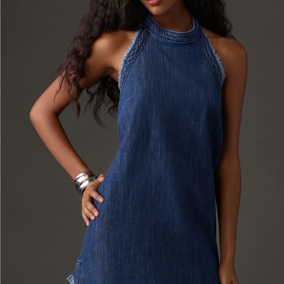 Pilcro | Dresses | Pilcro Anthropologie Denim Halter Backless Dress ...